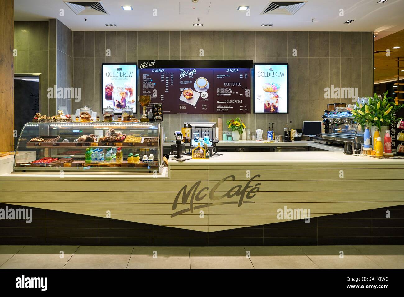 BERLIN, GERMANY - CIRCA SEPTEMBER, 2019: McCafe at a McDonald's store ...