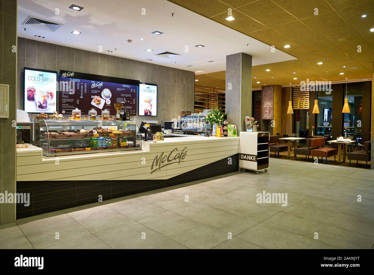 BERLIN, GERMANY - CIRCA SEPTEMBER, 2019: McCafe at a McDonald's store ...