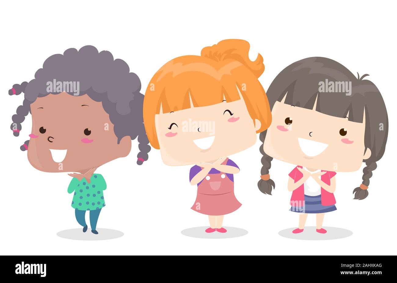 Illustration of Kids Girls Smiling and Showing Their Pretty Faces ...