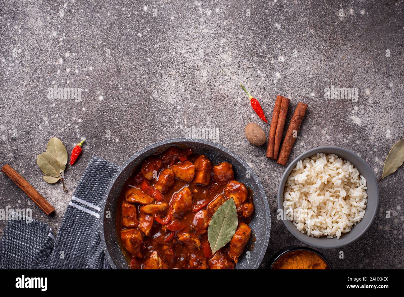 Curry chicken tikka masala with rice Stock Photo - Alamy