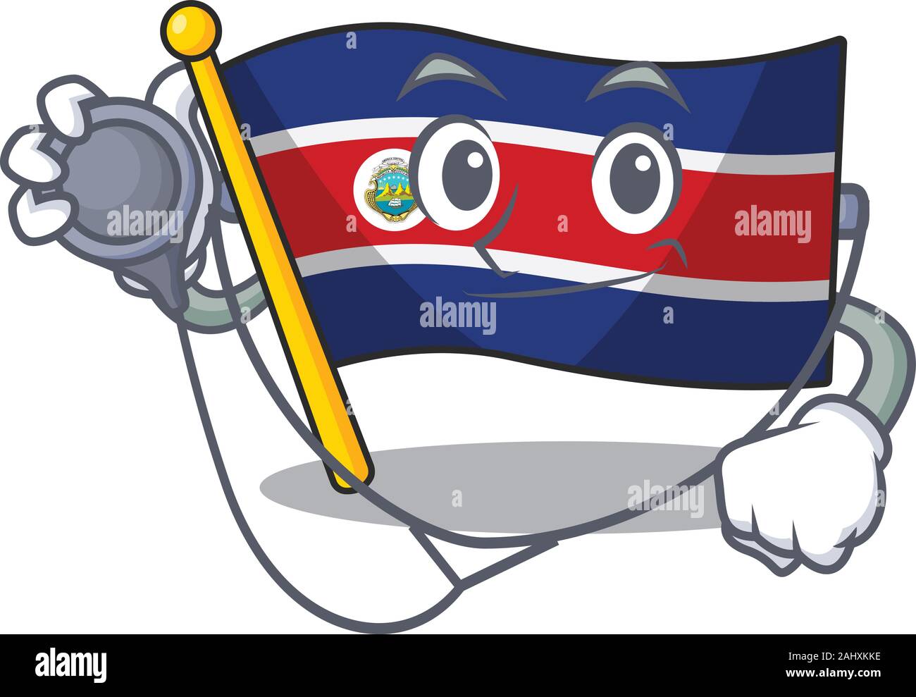Cute flag costa rica Scroll cartoon character in a Doctor with tools ...