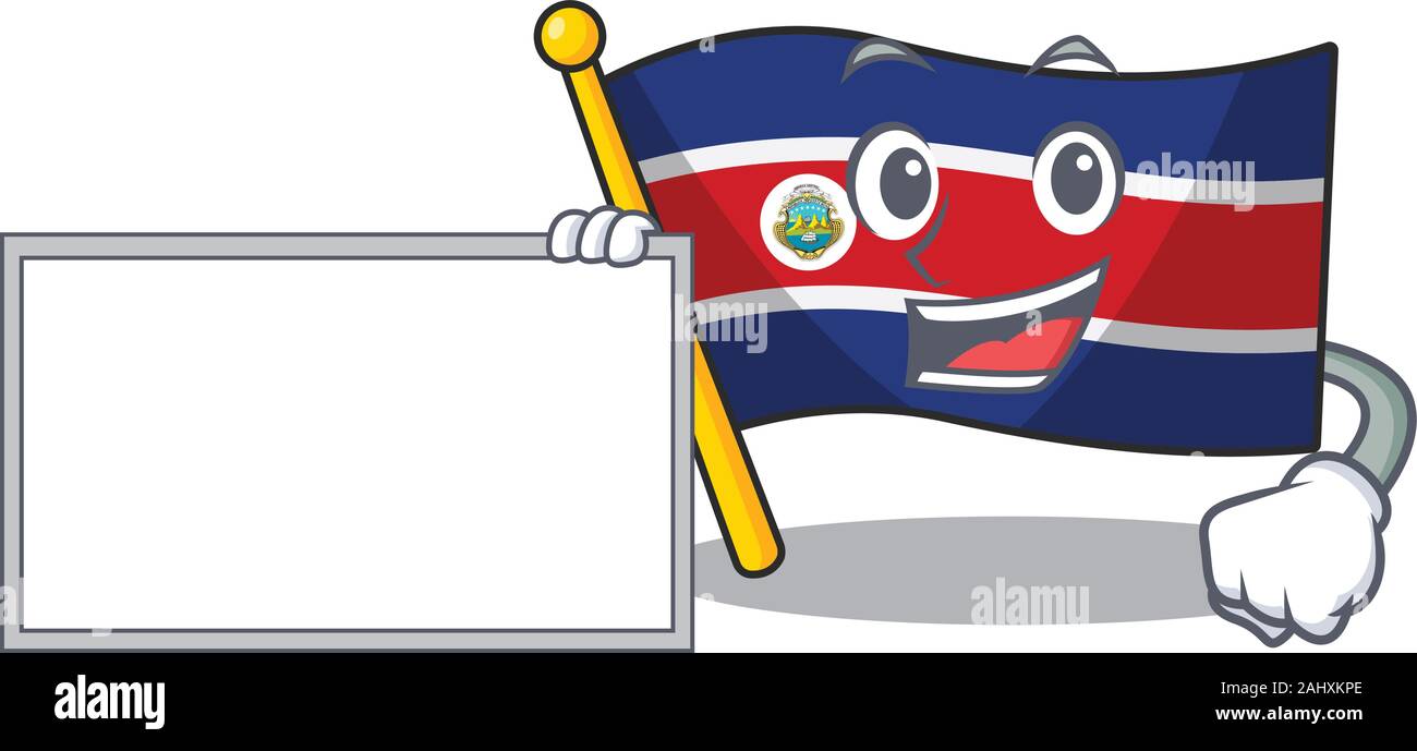 Flag costa rica Scroll with board cartoon mascot design style Stock ...