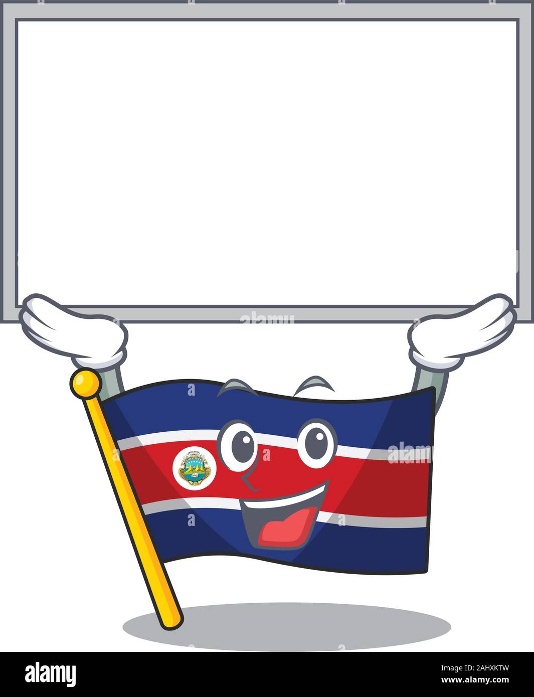 Happy cartoon character flag costa rica Scroll raised up board Stock ...