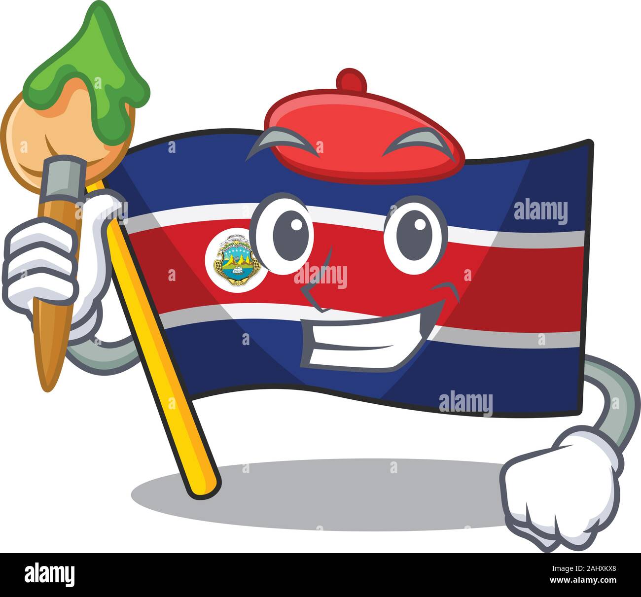 Funny flag costa rica Scroll Artist cartoon character holding brush ...