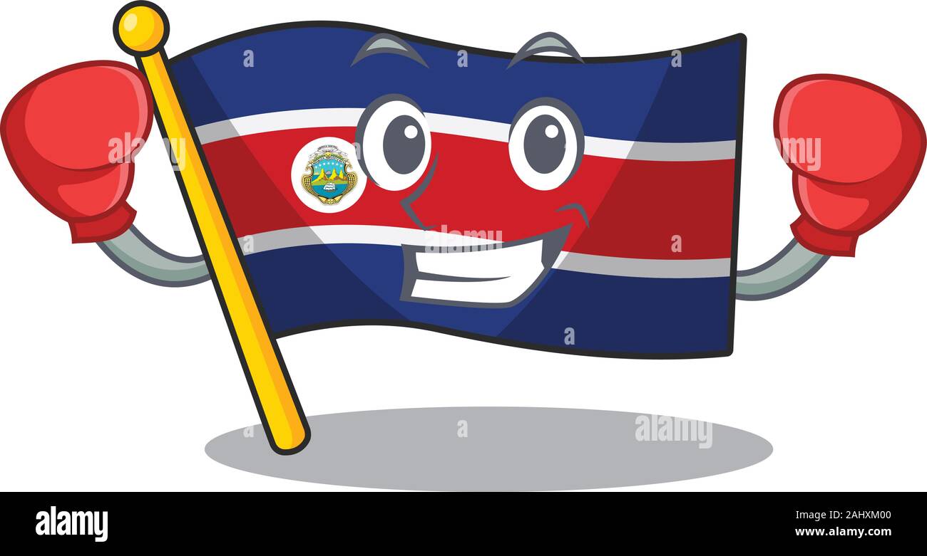 Happy Boxing flag costa rica Scroll mascot character style Stock Vector ...