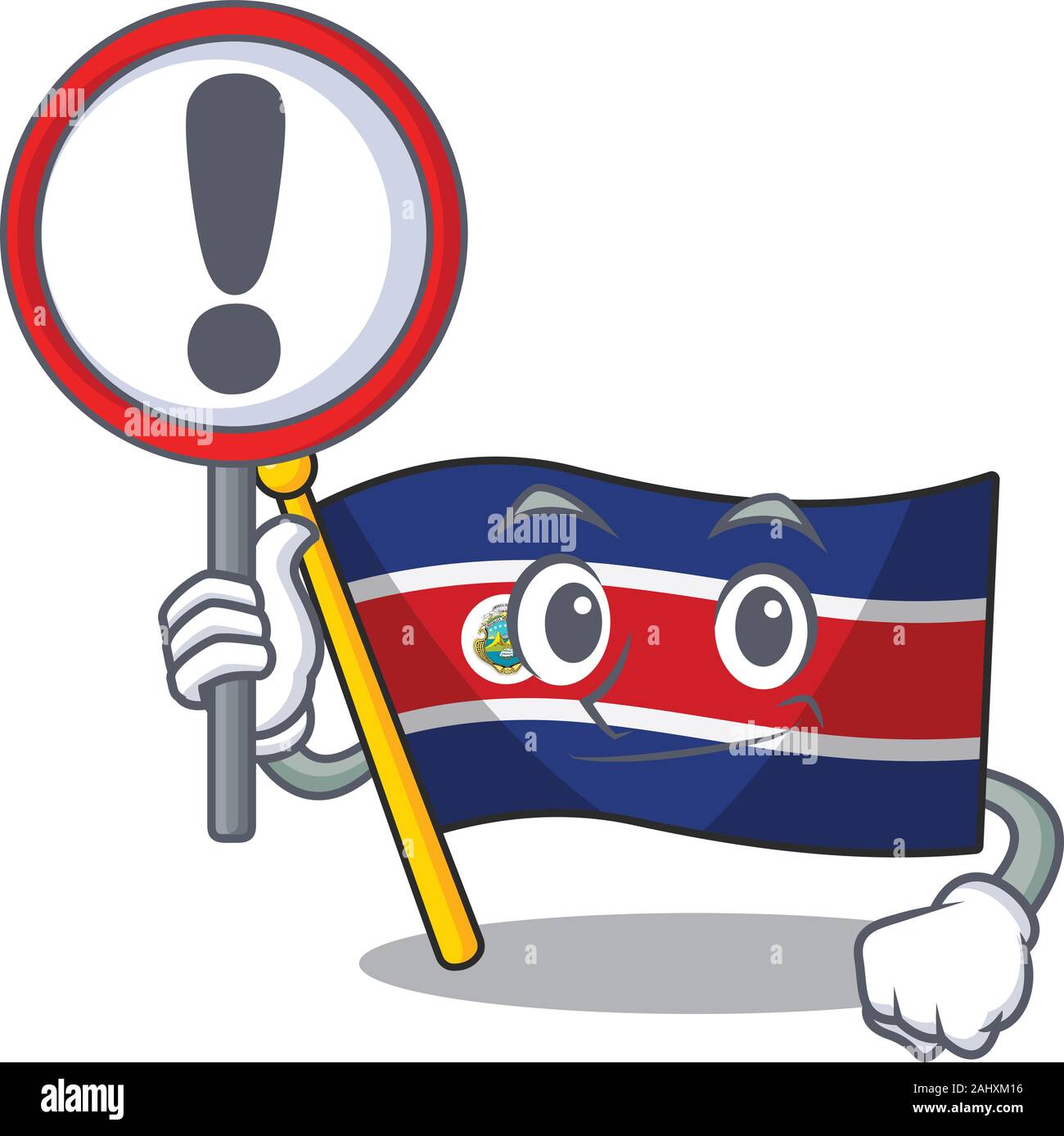 Cartoon design of flag costa rica Scroll raised up a sign Stock Vector ...