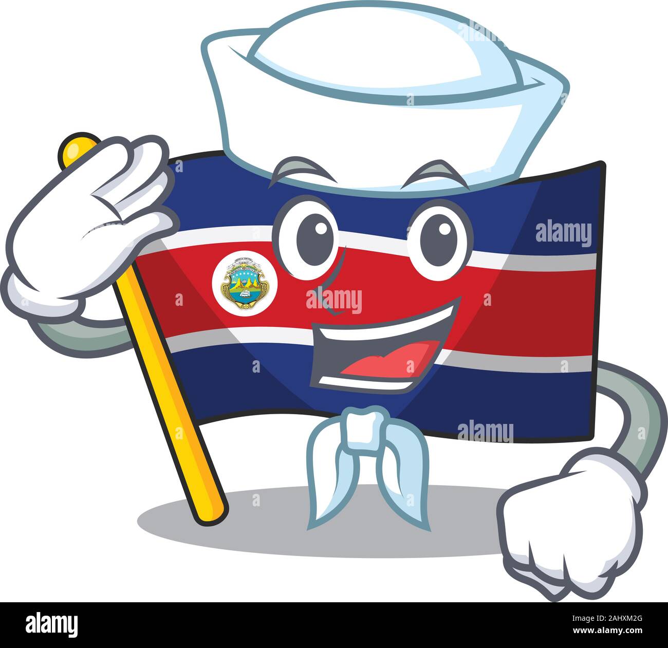 An icon of flag costa rica Scroll Sailor cartoon character wearing hat ...
