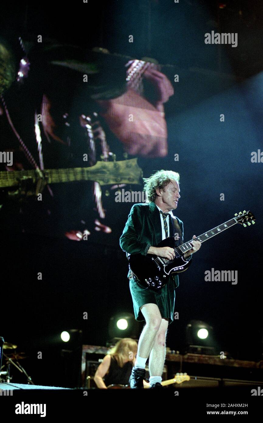Torino Italy 04/07/2001: Angus Young guitarist of the ACDC Australian ...