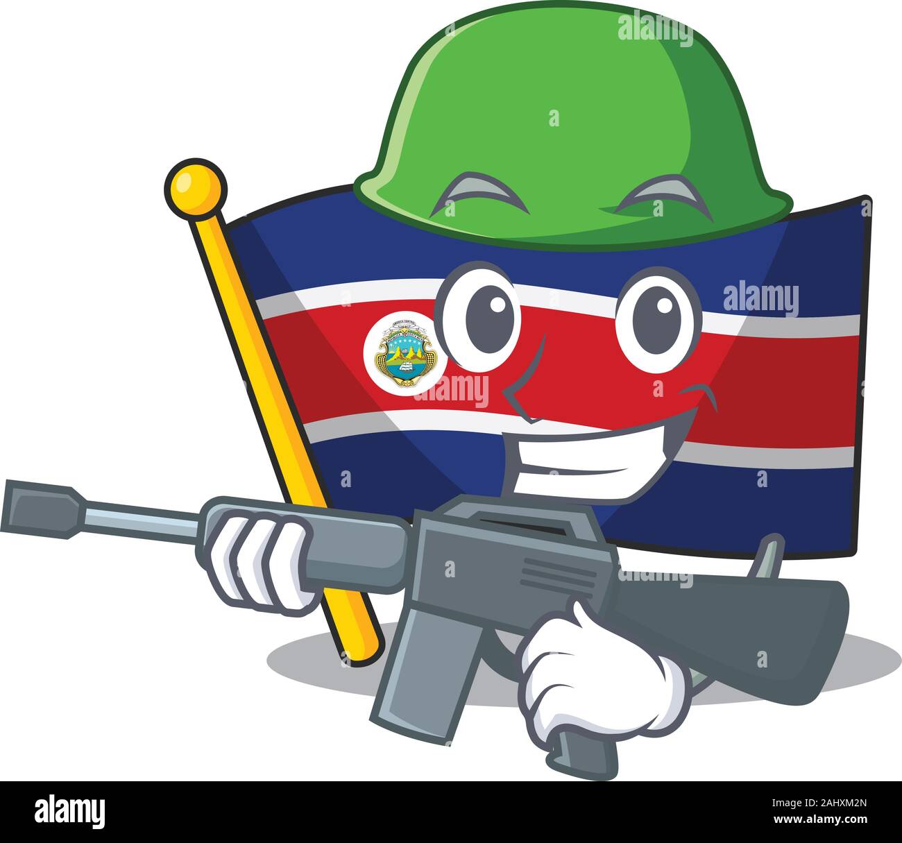 A mascot of flag costa rica Scroll Army with machine gun Stock Vector ...