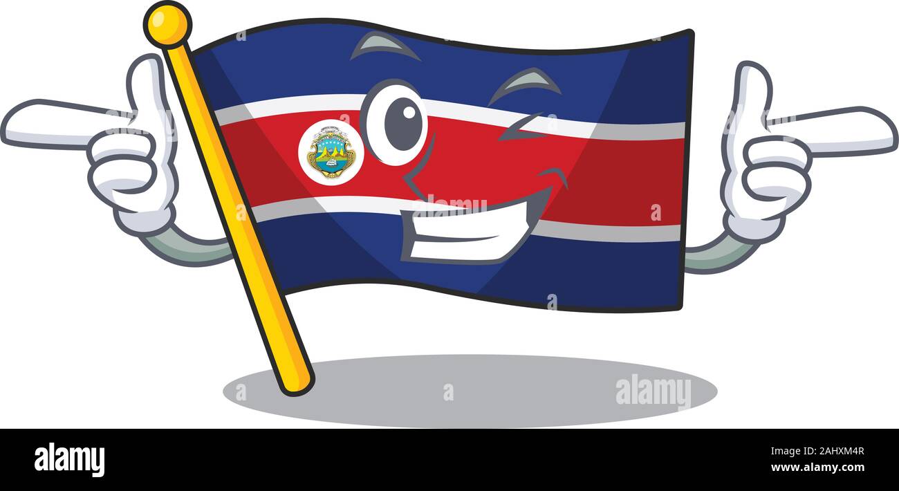 Flag costa rica Scroll mascot cartoon design with Wink eye Stock Vector ...