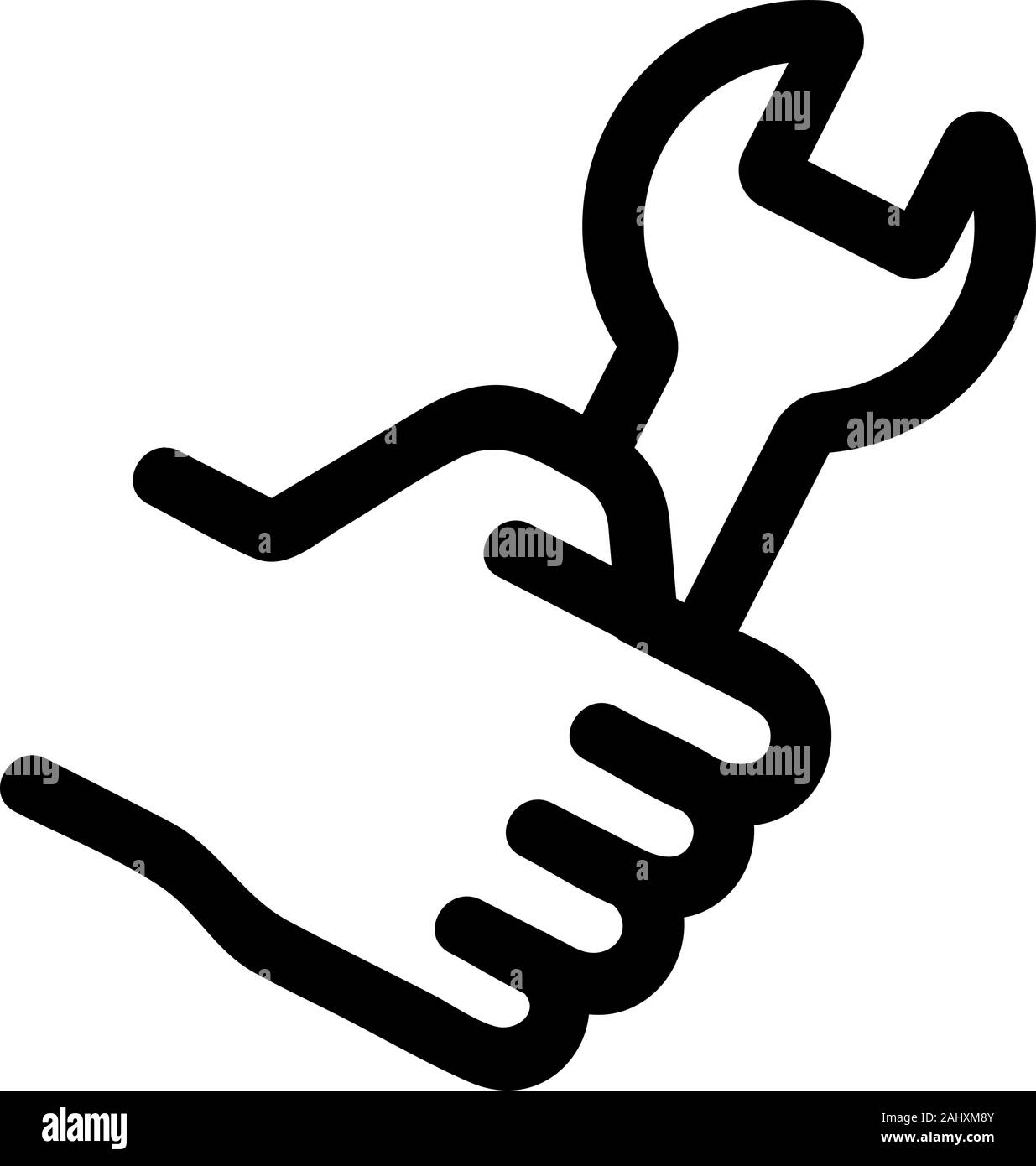 Hand and key icon vector. Isolated contour symbol illustration Stock ...