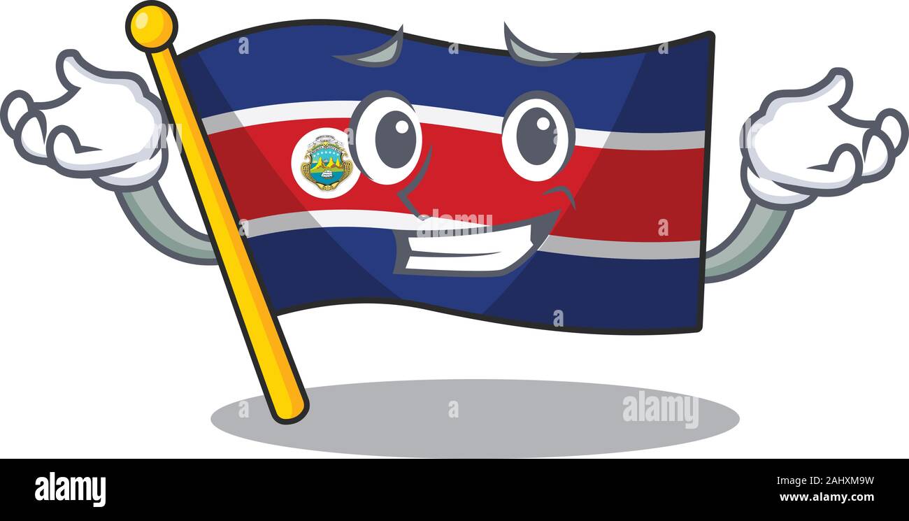 Cute and Cool Grinning flag costa rica Scroll mascot cartoon style ...