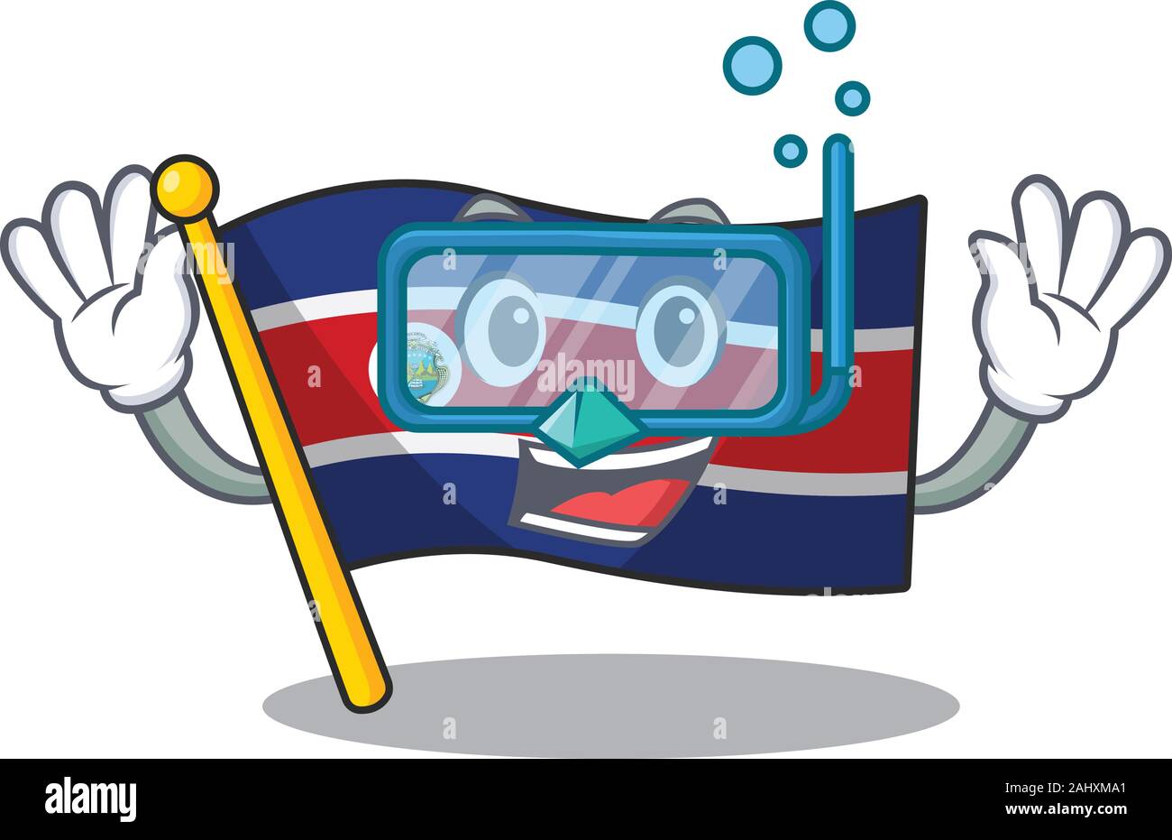 cartoon Mascot featuring flag costa rica Scroll wearing Diving glasses ...