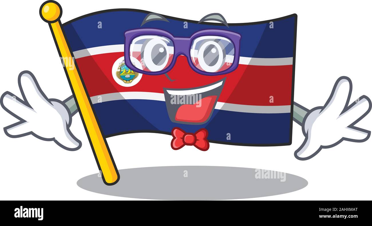Super Funny Geek flag costa rica Scroll cartoon character design Stock ...