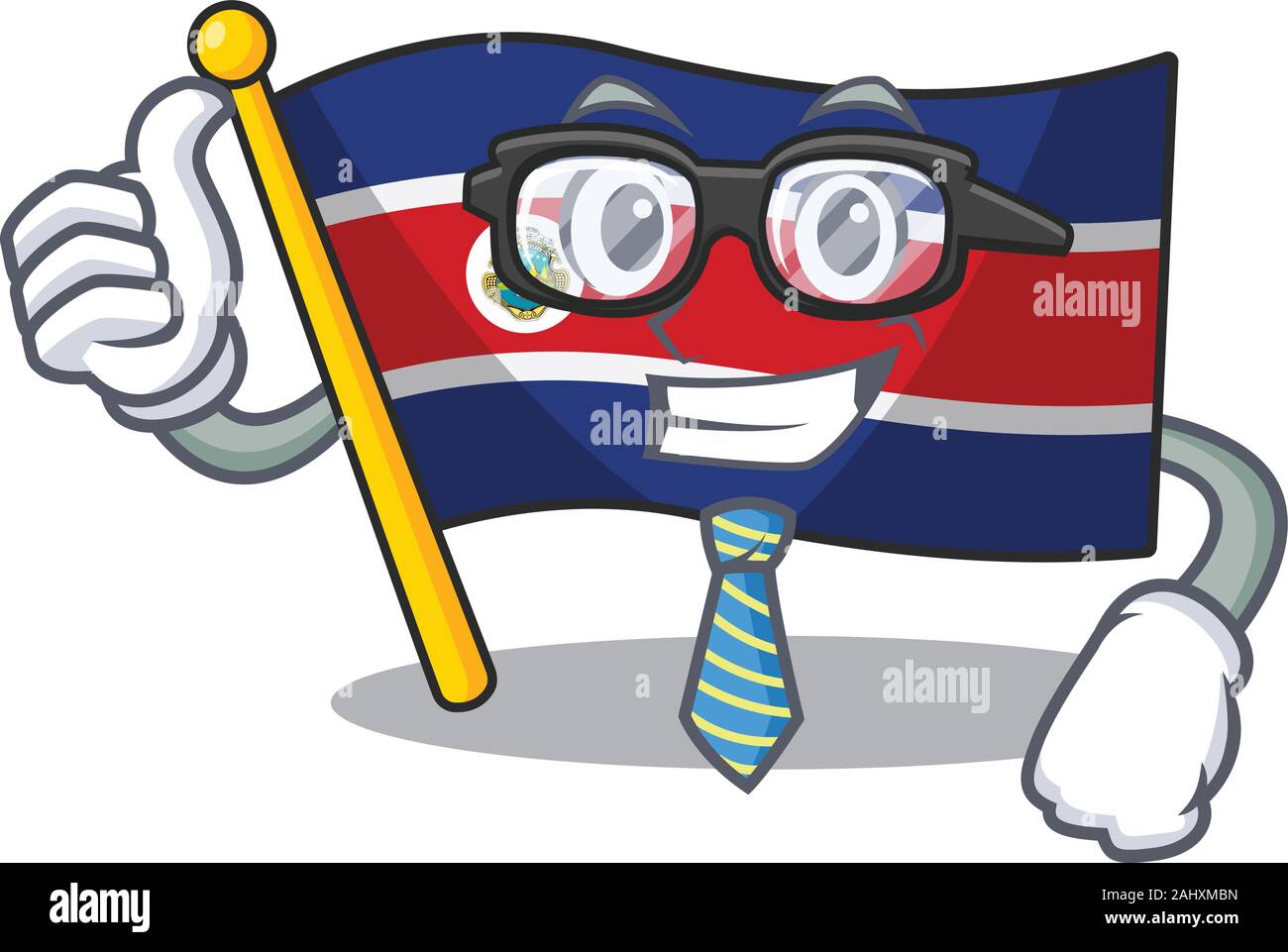 Cool Businessman flag costa rica Scroll cartoon character with glasses ...