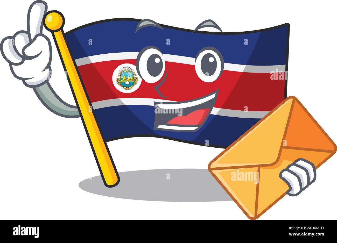 Happy face flag costa rica Scroll mascot design with envelope Stock ...
