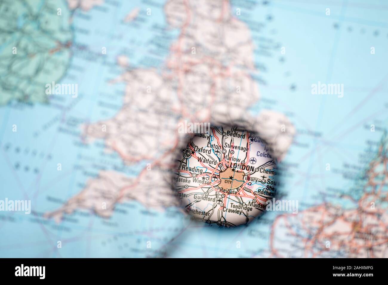 Europe map magnify glass hi-res stock photography and images - Alamy