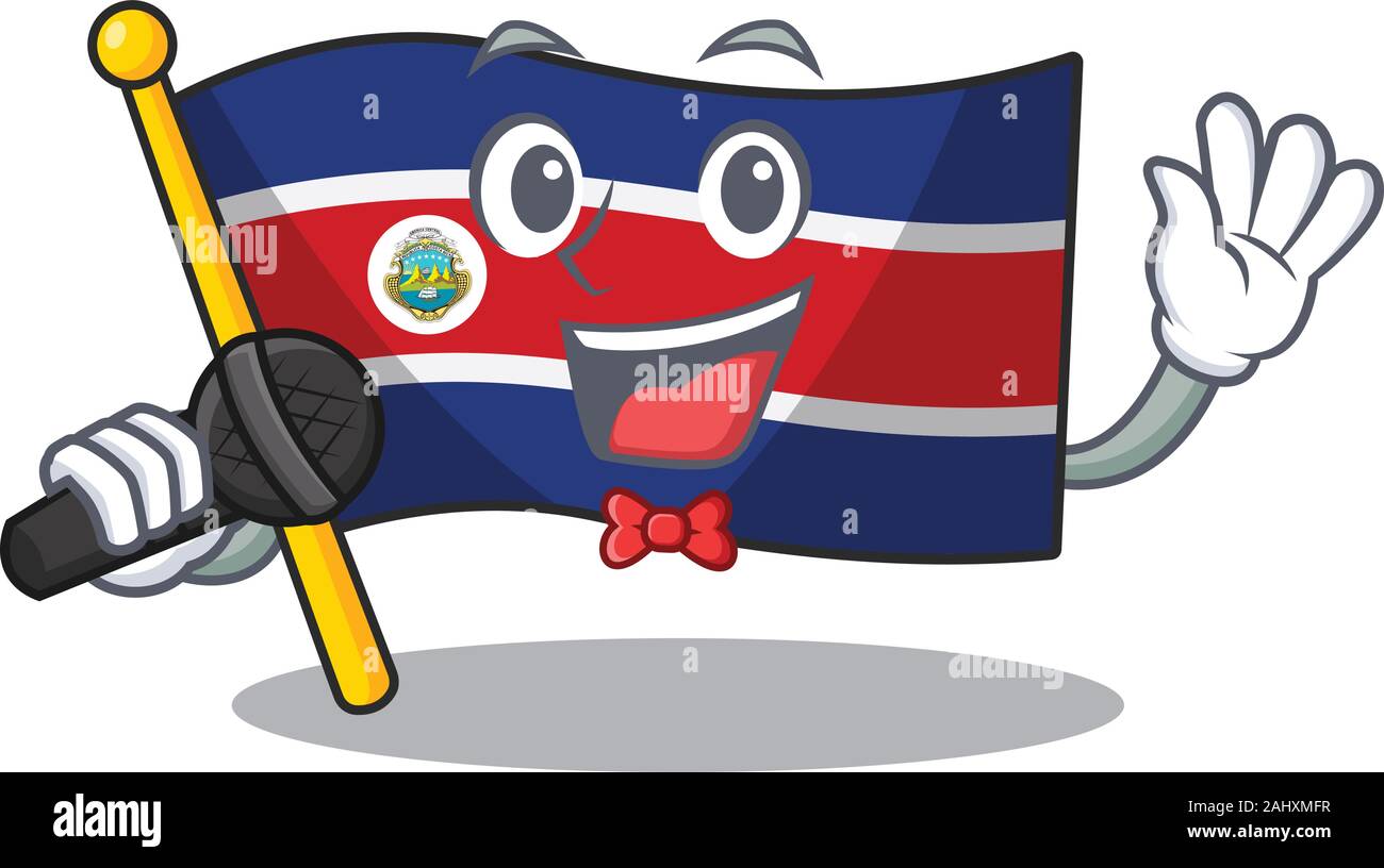 Cute cartoon Singing flag costa rica Scroll with a microphone Stock ...