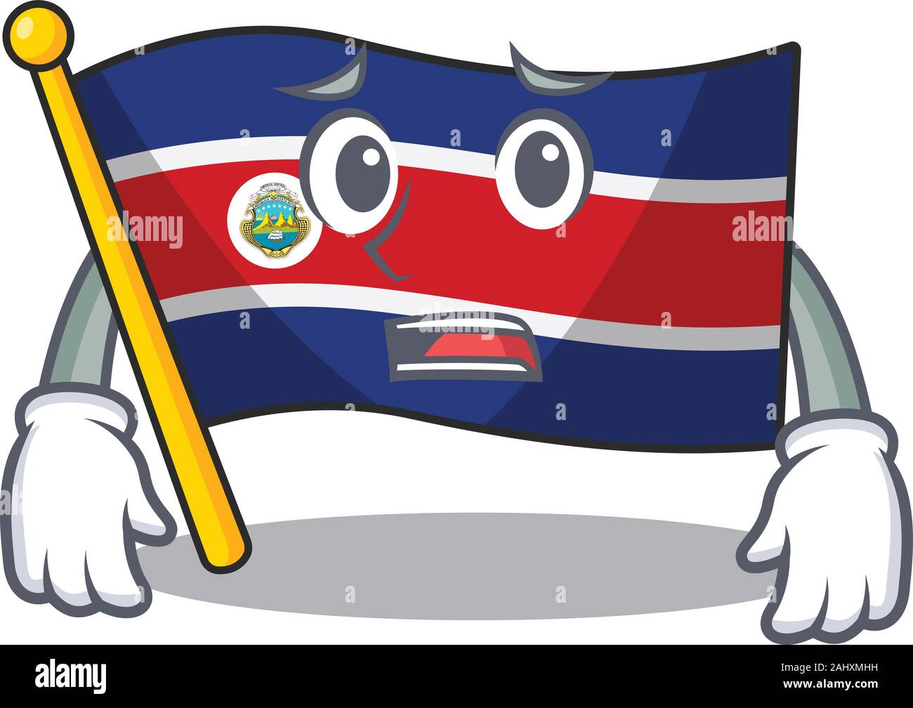 mascot of flag costa rica Scroll showing afraid look face Stock Vector ...
