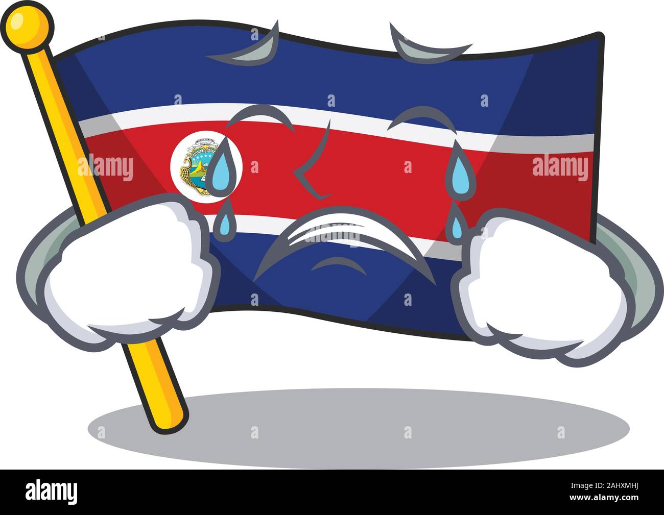 Sad Crying flag costa rica Scroll cartoon character design Stock Vector ...