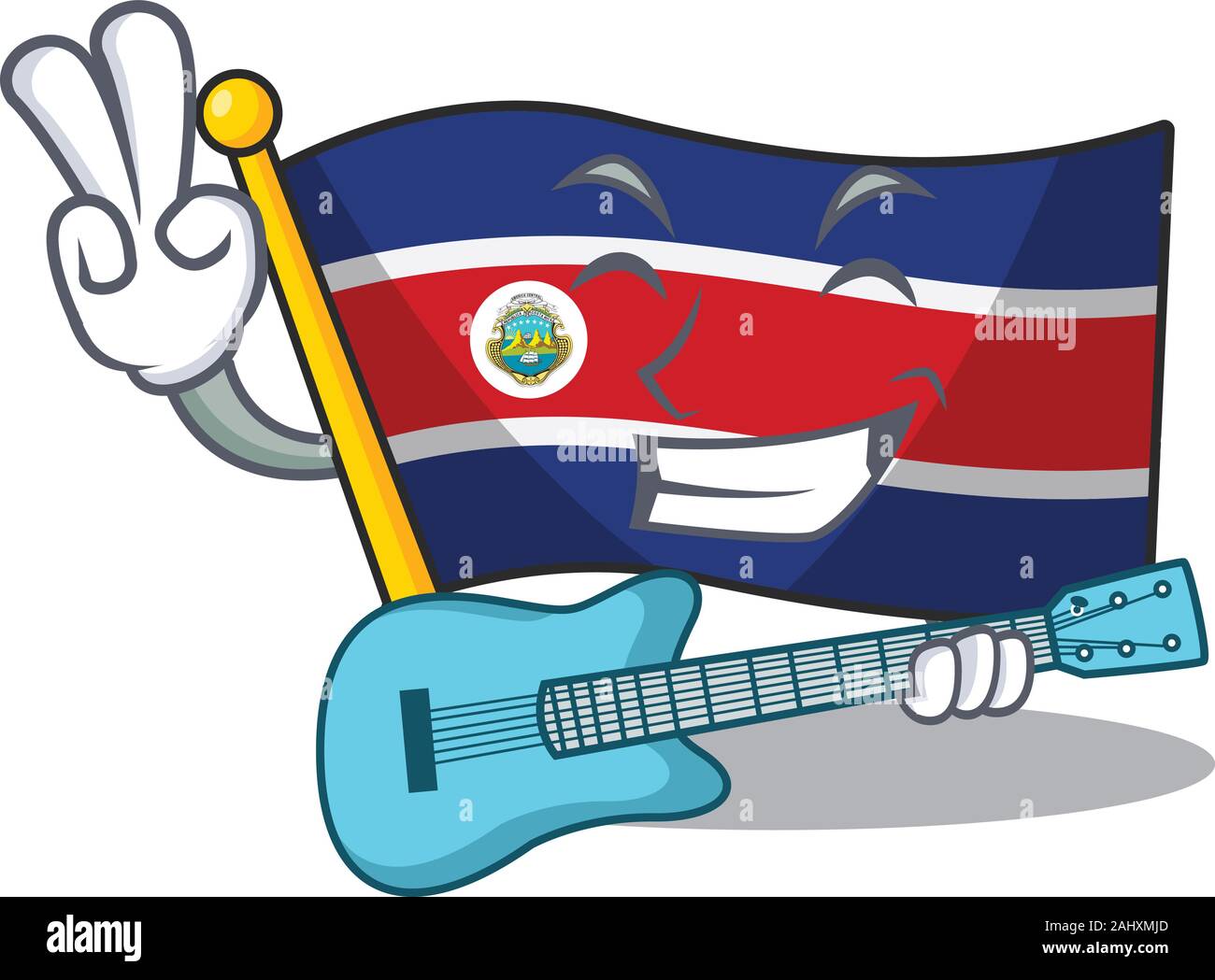 Supper cool flag costa rica Scroll cartoon performance with guitar ...
