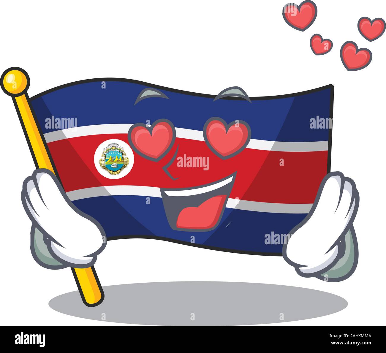 falling In love cute flag costa rica Scroll cartoon mascot design Stock ...