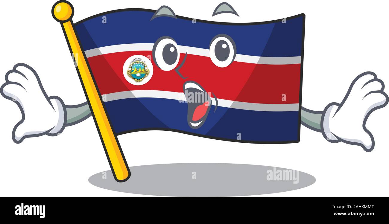 Flag costa rica Scroll Surprised gesture on cartoon character style ...