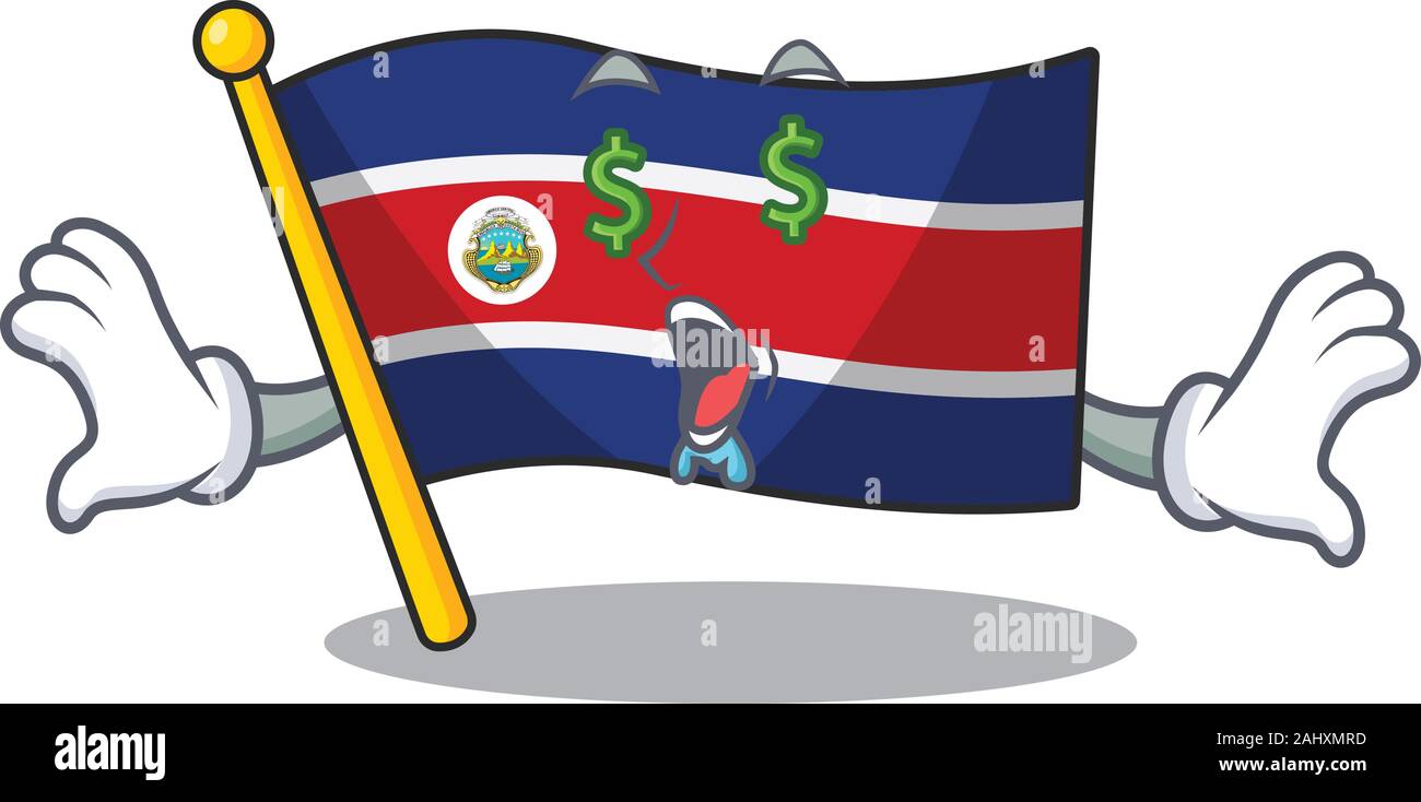 Flag costa rica Scroll with Money eye cartoon character style Stock ...