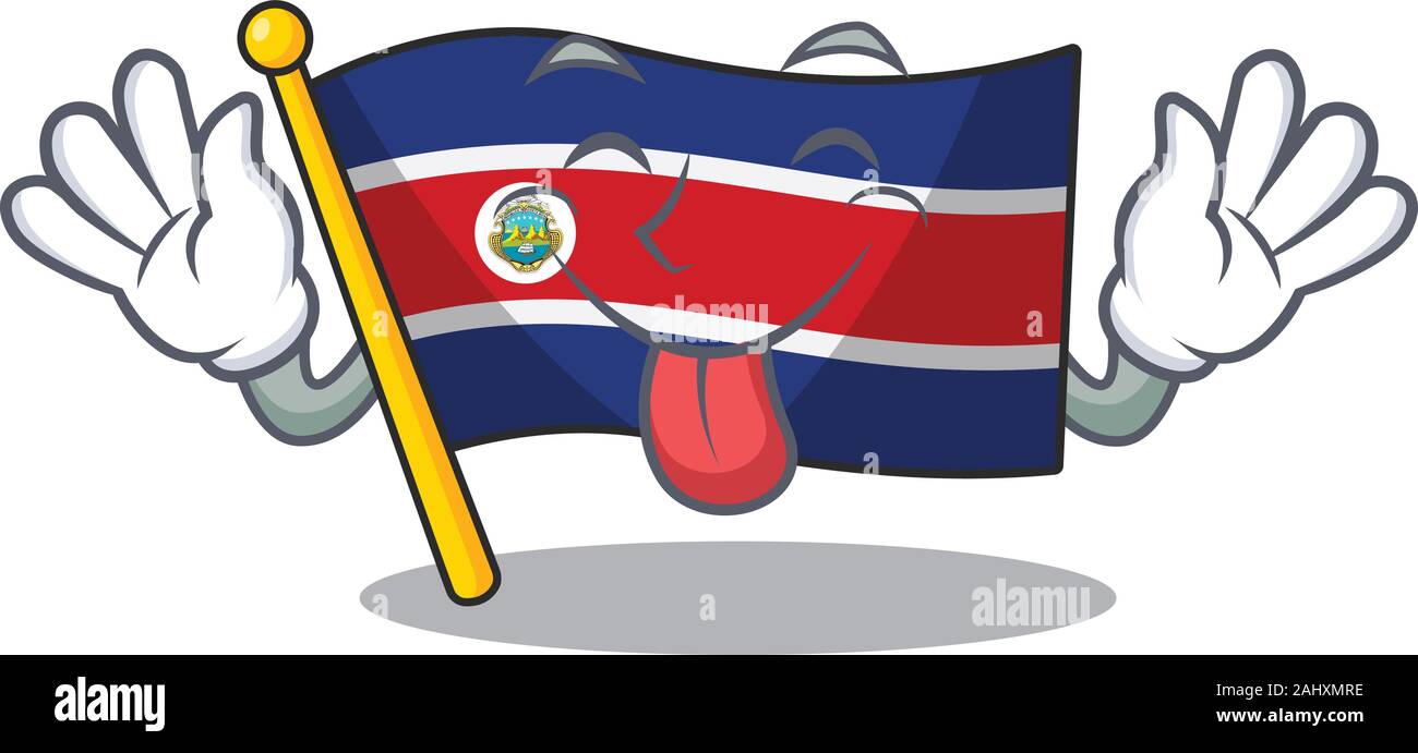 Funny face flag costa rica Scroll mascot design with Tongue out Stock ...
