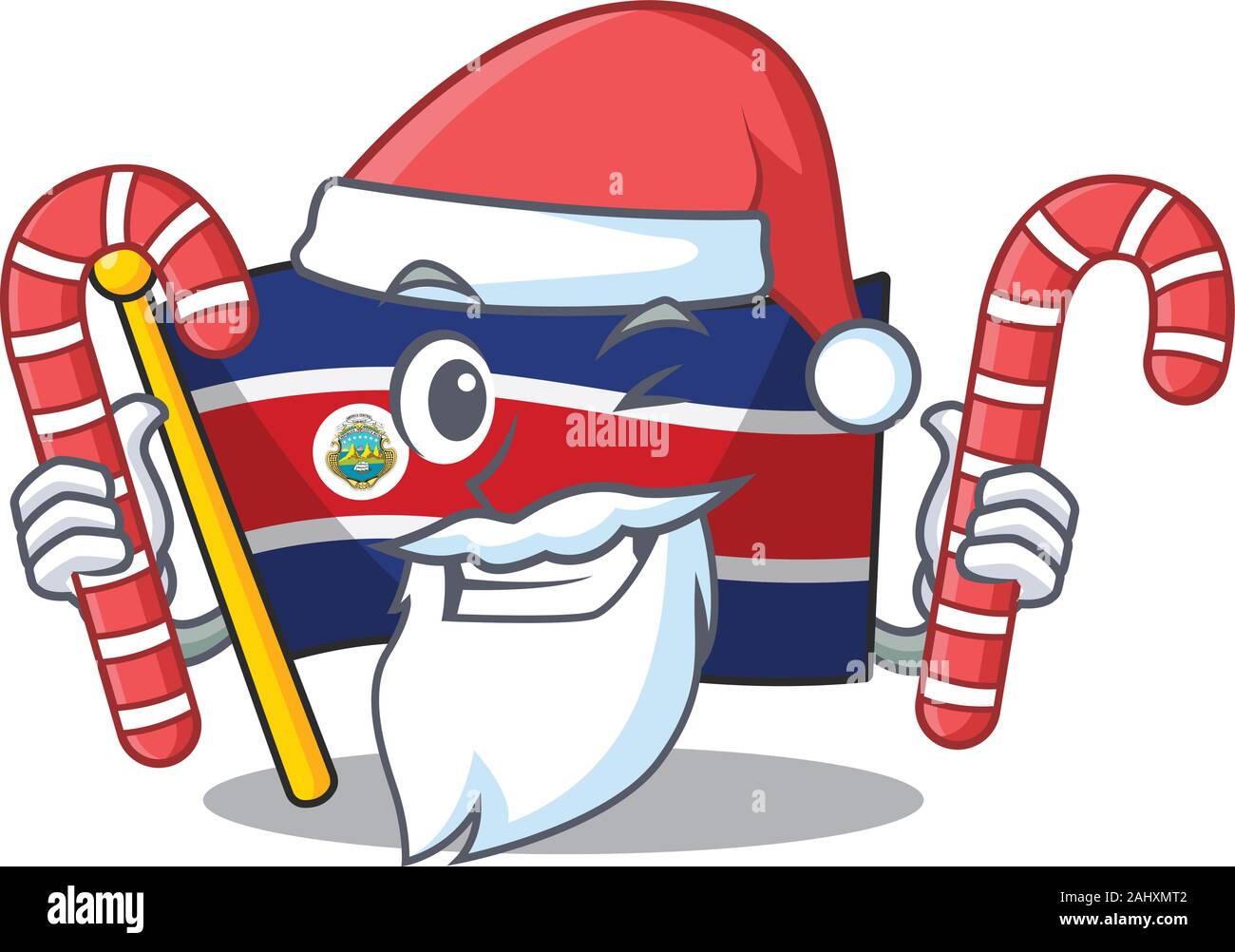 Happy flag costa rica Scroll Cartoon character in Santa with candy ...