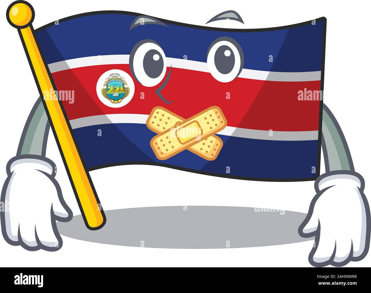 Flag costa rica Scroll mascot cartoon character design on silent ...