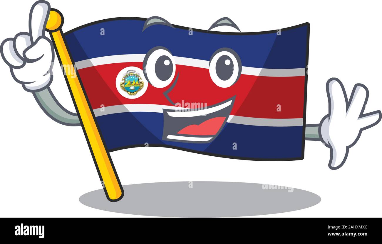 One Finger flag costa rica Scroll in mascot cartoon character style ...