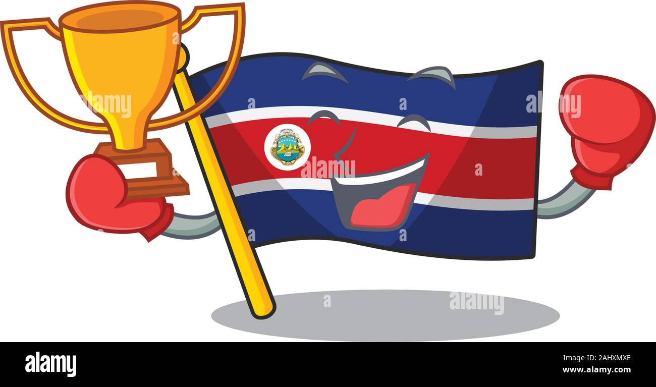 Super cool Boxing winner flag costa rica Scroll in mascot cartoon ...