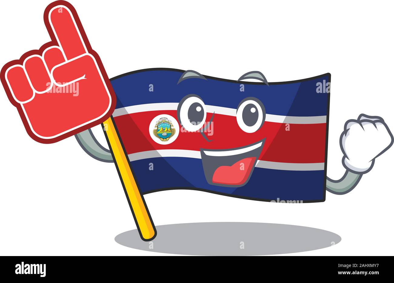 Flag costa rica Scroll mascot cartoon style with Foam finger Stock ...