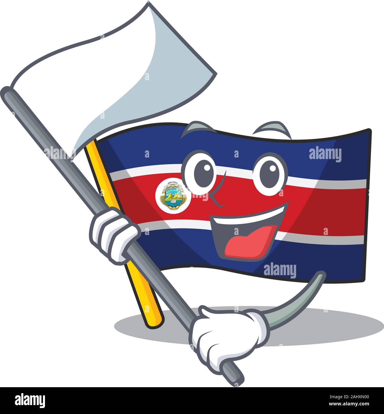 cute flag costa rica Scroll cartoon character style with standing flag ...