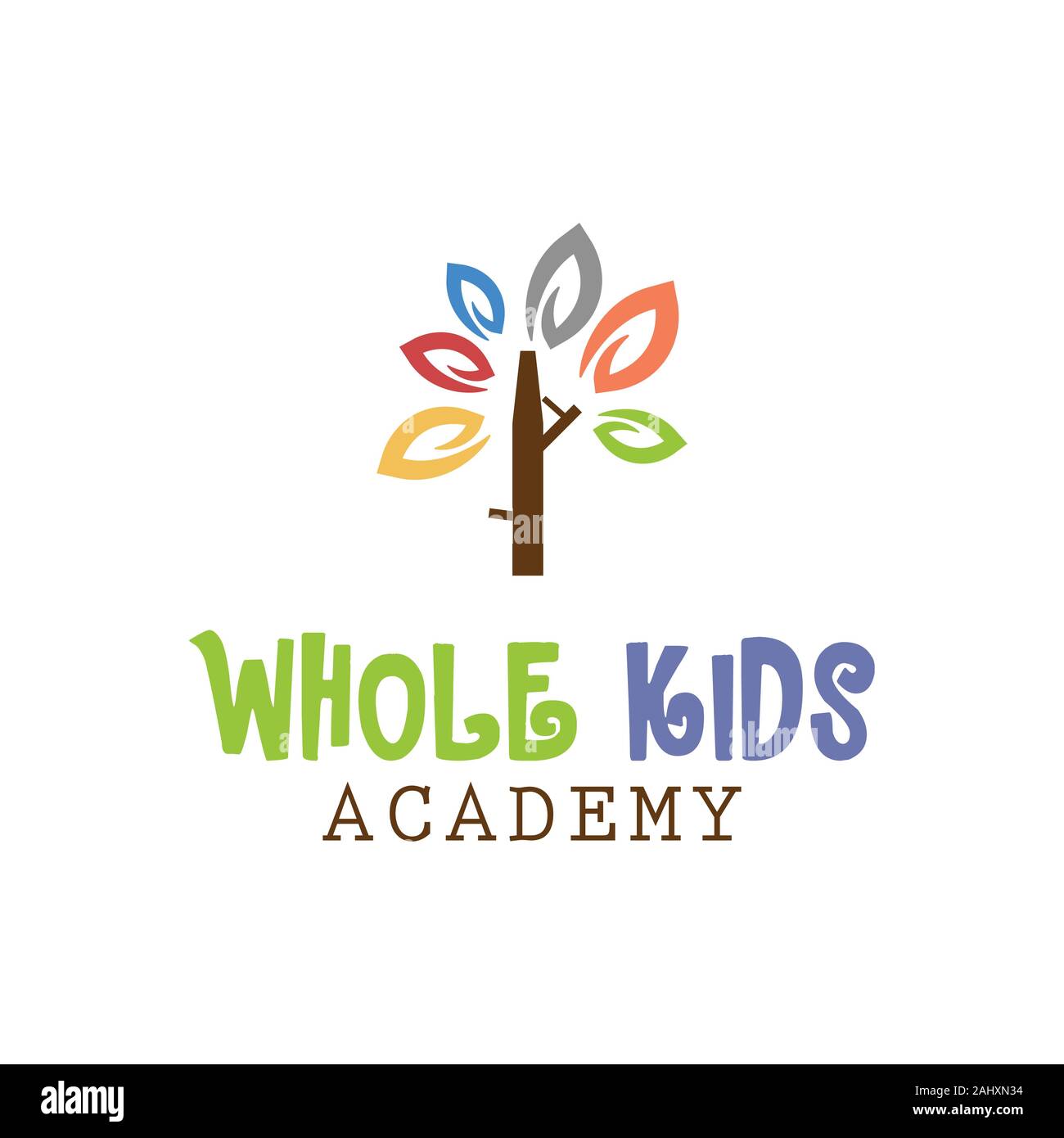 Whole Kids Academy logo design, colorful logo inspiration Stock Vector ...