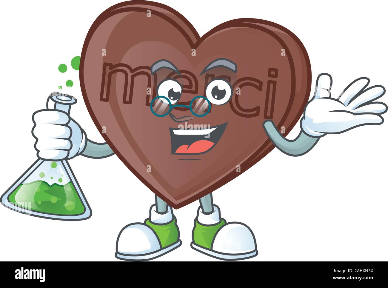 Smart one bite love chocolate cartoon character holding glass tube ...