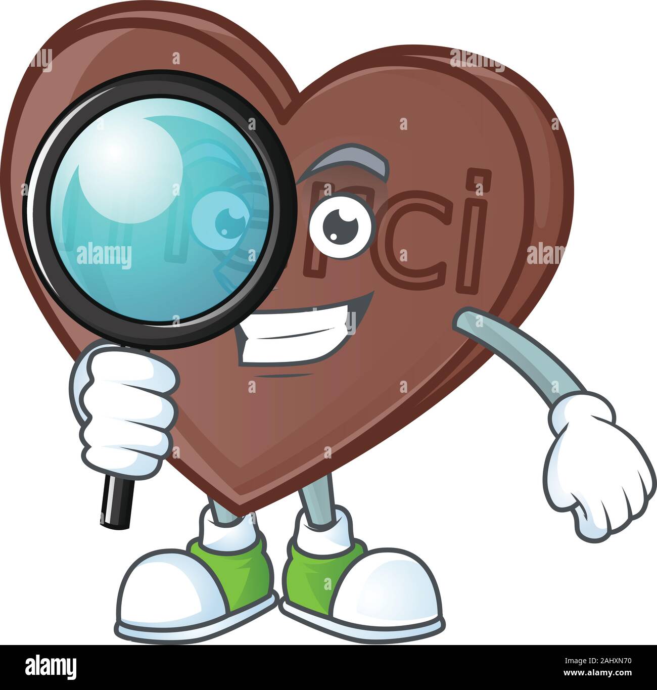 Smart One eye one bite love chocolate Detective cartoon character ...