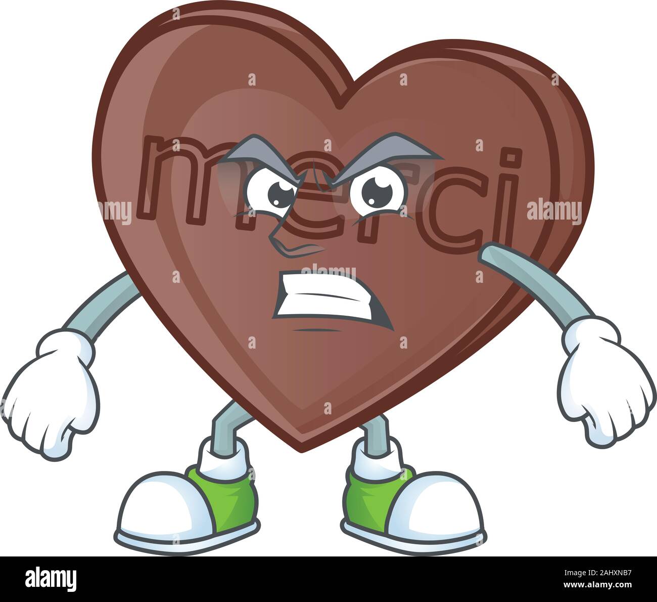 Picture of one bite love chocolate cartoon character with angry face ...