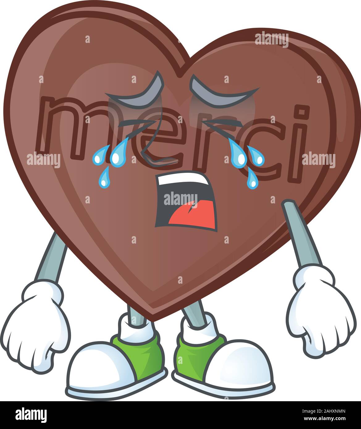 Sad Crying gesture one bite love chocolate cartoon character style ...