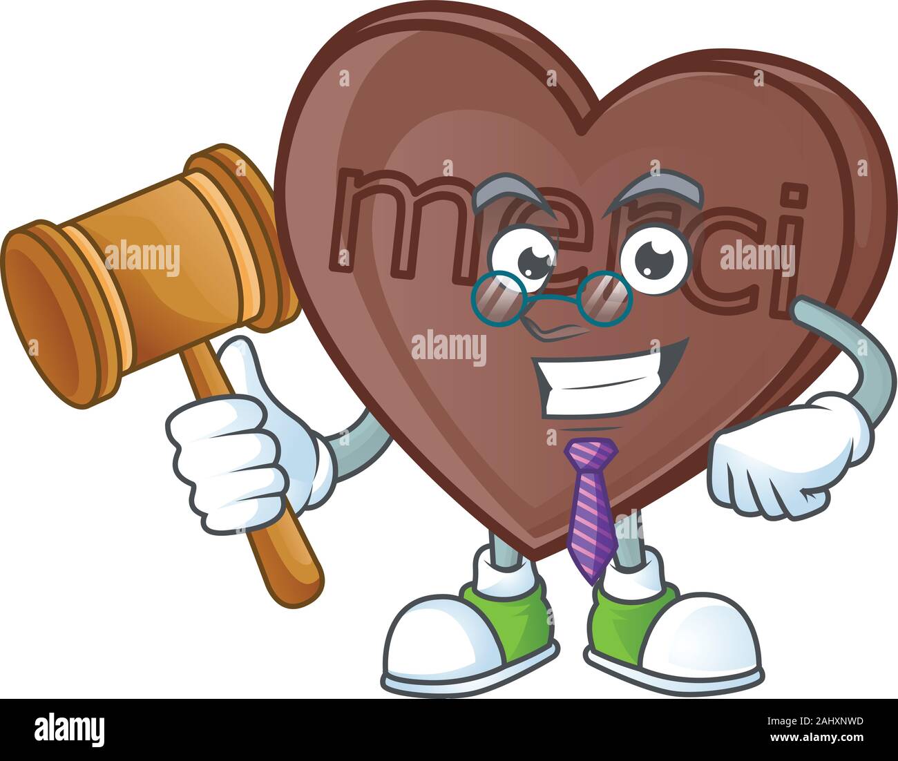 A professional judge one bite love chocolate presented in cartoon ...