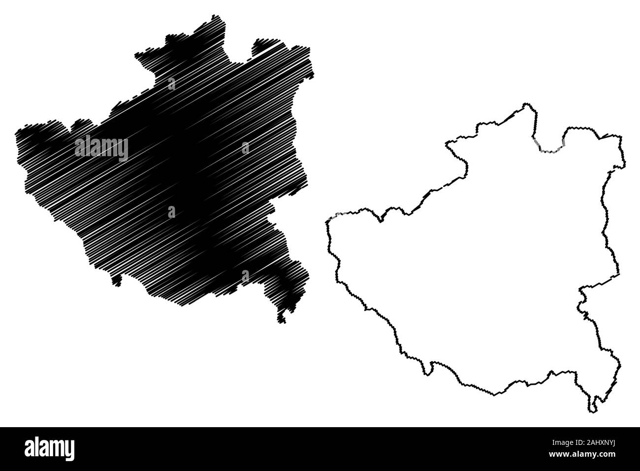Diber County (Republic of Albania) map vector illustration, scribble ...