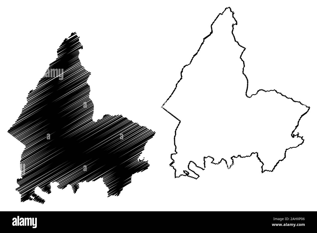 Shkoder County (Republic of Albania) map vector illustration, scribble ...