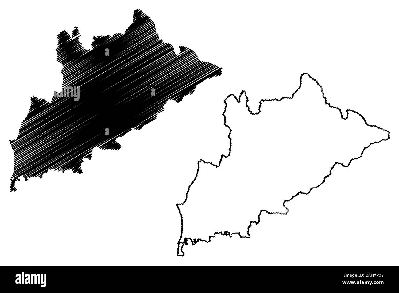 Tirana County (Republic of Albania) map vector illustration, scribble ...