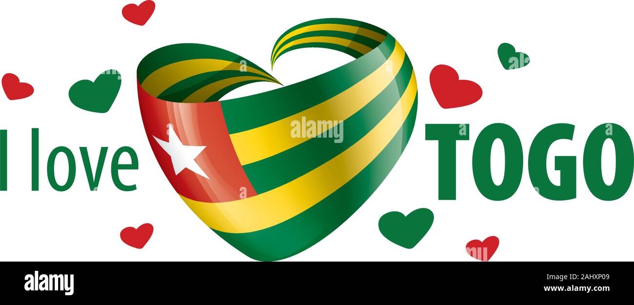 The national flag of the Togo and the inscription I love Togo. Vector ...