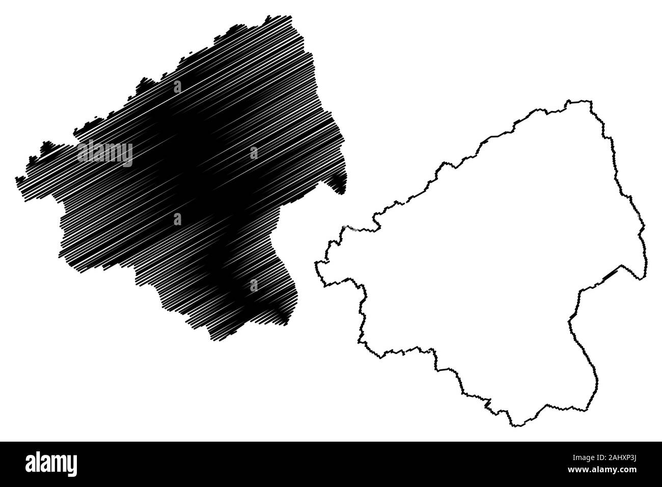 Elbasan County (Republic of Albania) map vector illustration, scribble ...