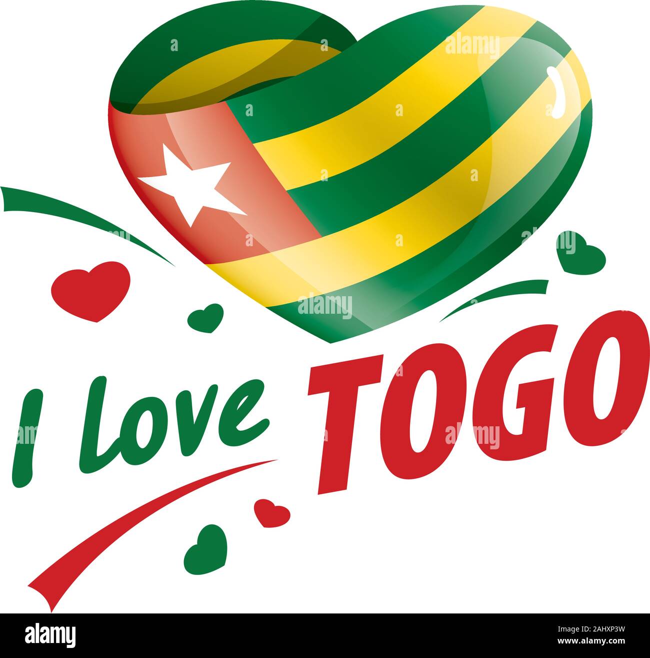 The national flag of the Togo and the inscription I love Togo. Vector ...