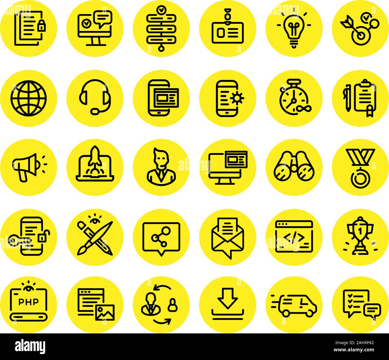 Icons on the subject of computer technology, communication and ...