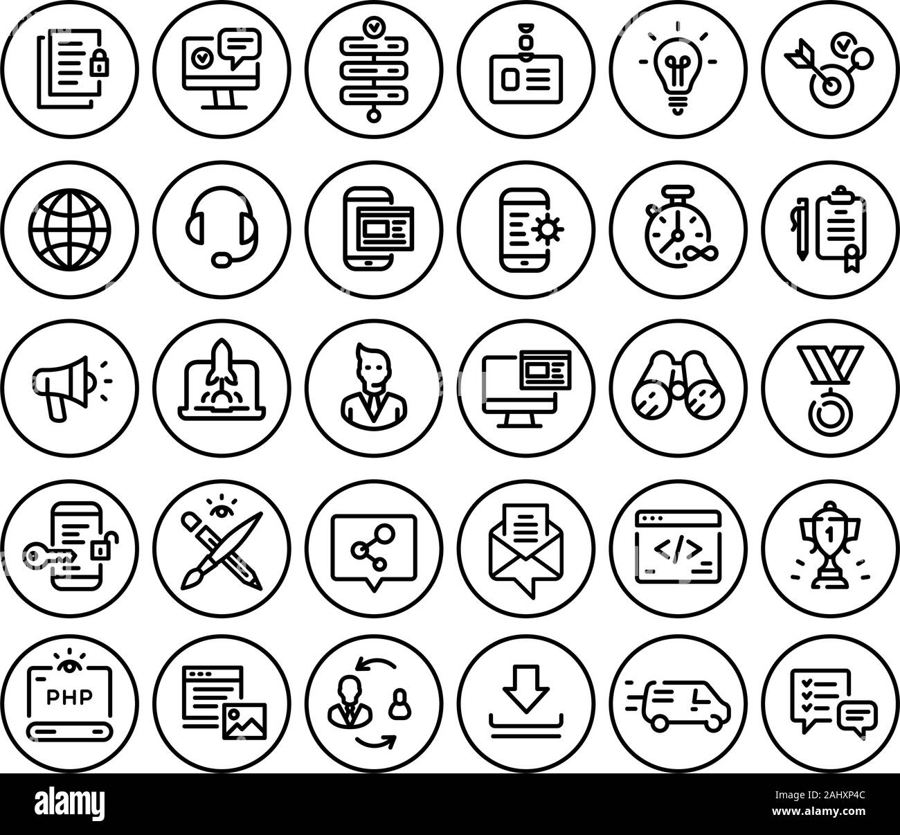 Icons on the subject of computer technology, communication and ...