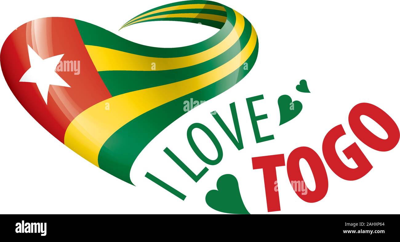 The national flag of the Togo and the inscription I love Togo. Vector ...